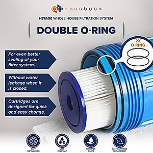 Whole House Water Filter System Housing 10 x 4.5" for Well Water - w/Wrench, Bracket & Pressure Gauge & Release (1" Port) and Pleated Water Filter - Compatible with DuPont WFHD13001B, Omnifilter BF7