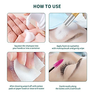 Eyelash Extension Shampoo & Brush Lash Eyelid Foam Cleanser Paraben & Sulfate Free 100% Safe for Natural Lashes Non-Irritating Perfect for Salon and Home Use 2 fl.oz