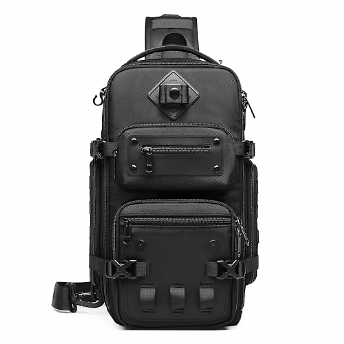 Uaskmeyt Sling Bag for Men, Sling Backpack Shoulder Crossbody Bag Waterproof Heavy Duty Over Shoulder Bag Large Capacity Casaul Daypacks (Black)