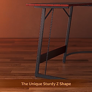 CubiCubi L Shaped Gaming Desk Computer Office Desk with Carbon Fiber Surface, 47 inch Corner Desk with Large Monitor Stand for Home Office Study Writing Workstation, Black