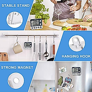 HomeMall Digital Dual Kitchen Timer, Cooking Timer, Dual Count Up ＆ Down Timer with Magnetic Back, Large Display, Adjustable Volume and Flashing Alarm Light, ON/Off Switch Stopwatch, Battery Included