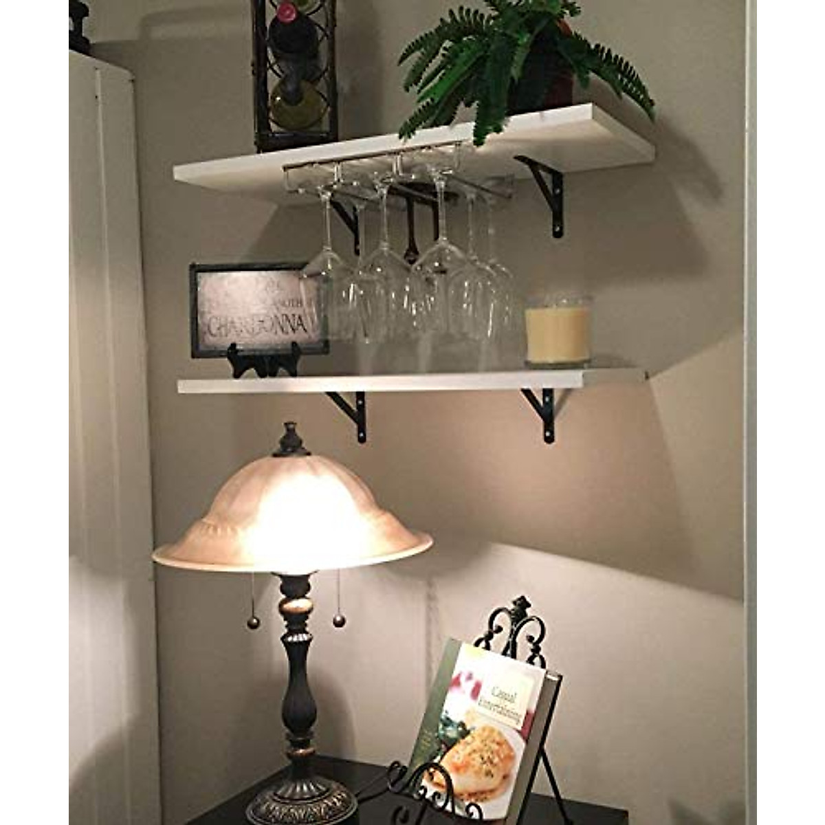 LuckIn 8-Pack Heavy Duty Shelf Bracket, 18 Inch Wall Shelf Brackets with 90 Degree Triangle, 250 LBS Max Load, Mounting Hardware Included, Black