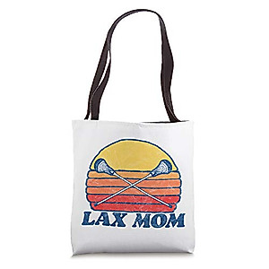 Lax Mom Vintage X Crossed Lacrosse Sticks 80s Sunset Retro Tote Bag