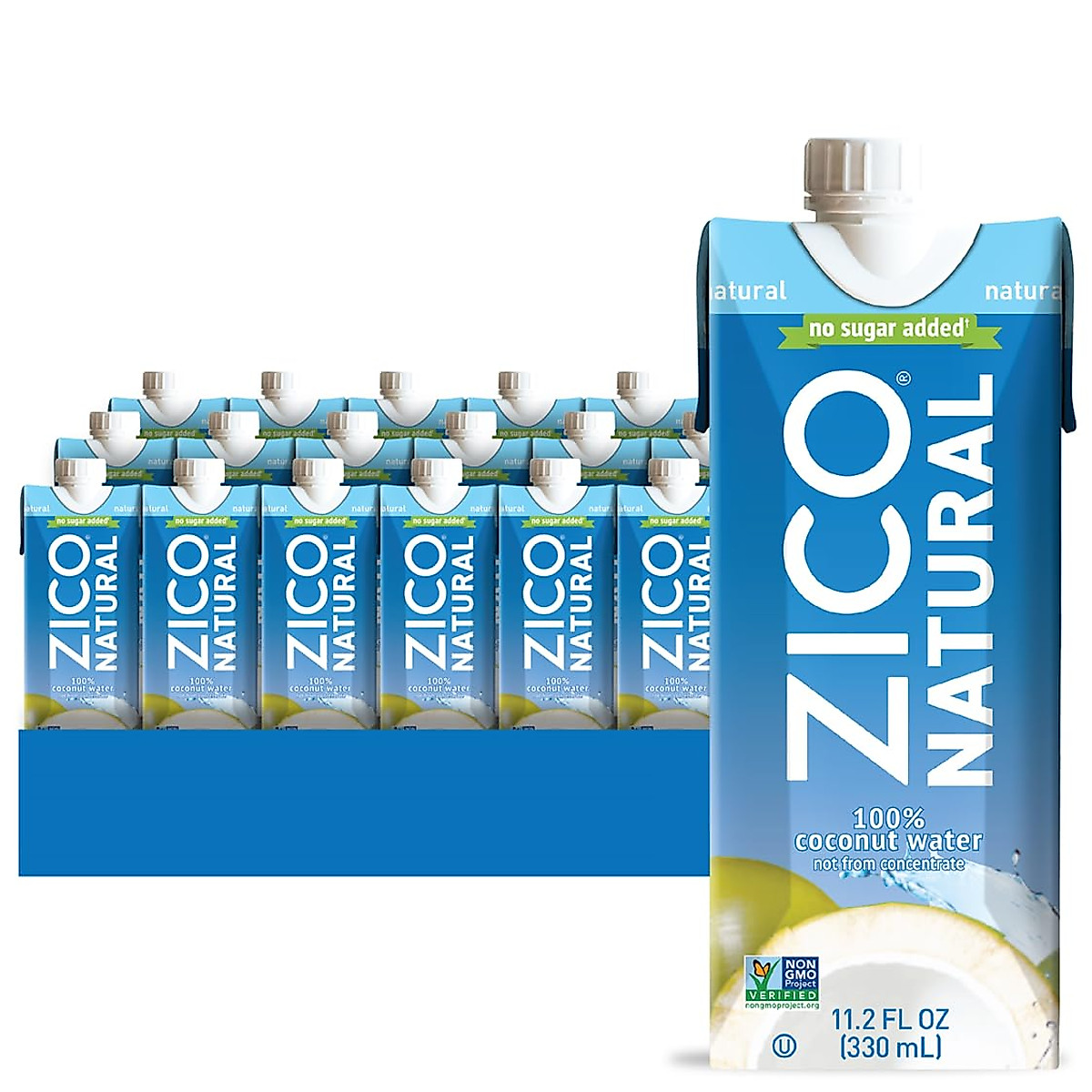Zico 100% Coconut Water, No added Sugar, Refreshingly Delicious, Hydration with Electrolytes, 11.2 Fl Oz (Pack of 18)
