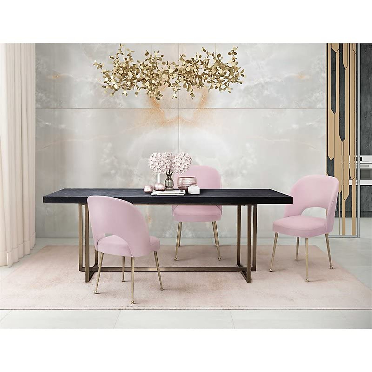 TOV Furniture Mason Modern Handmade Veneer Dining Table, Black