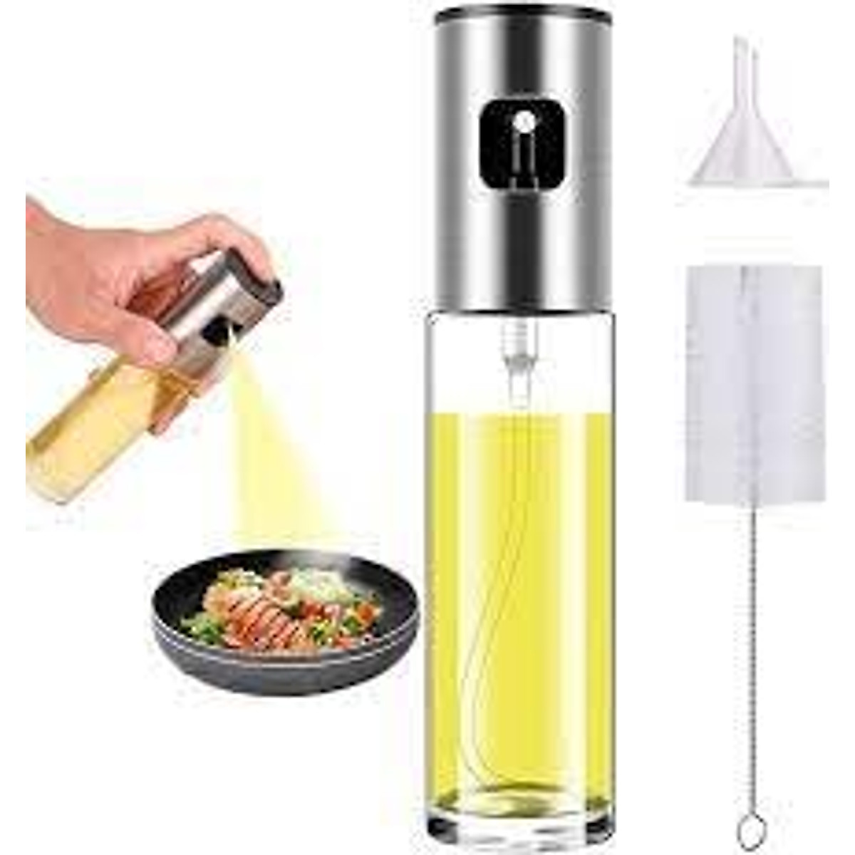 Vegetable Oil Spray Bottle - Glass - Use Olive Oil, Canola Oil, Soybean Oil, and More! 100 ML Bottle.