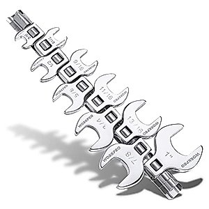 WORKPRO 3/8" Drive Crowfoot Wrench Set, 10-Piece SAE Crowfoot Wrench with Clip-on Organizer, 3/8”-1”, Great for Automotive Repair Work Hard-To-Reach Areas