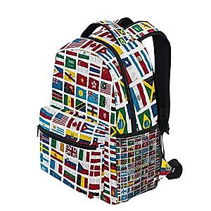 World Flags Backpacks Travel Laptop Daypack School Bags for Teens Men Women