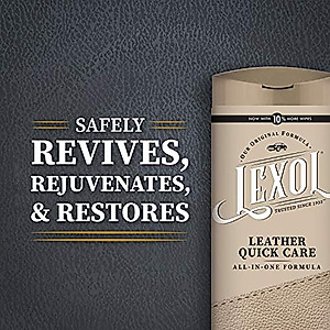 Lexol All Leather Quick Care All-in-One Formula, Best Leather Cleaner and Conditioner, for Use on Leather Apparel, Furniture, Auto Interiors, Shoes, Bags, 28-Count Sheet Wipes,E301500100 , white