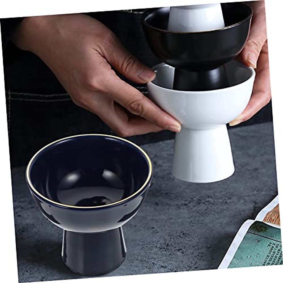 KICHOUSE Footed Dessert Cups Ice Cream Vanilla 1pc Dessert Cup Glass Decorative Bowl Trifle Bowl Small Salad Bowl Shortbread Blue Mini Ceramics Vanilla Pudding Ice Cream Cups