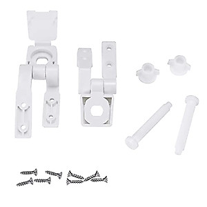 Canomo Universal White Plastic Toilet Seat Hinges Replacement with Bolts Screw and Nuts for Toilet Seats Lids, 1 Pair