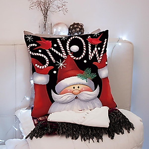 DOTOOMA 18 x 18 inches Christmas Snowflake Snowman Santa Claus Decorative Red Black Buffalo Check Plaid Throw Pillow Cover Set of 4 Let It Snow Baby It's Cold Outside Home Supplies