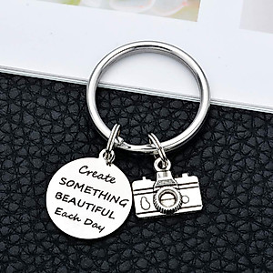 Happy Birthday Charms Key Ring Key Holder Creat Something Beautiful Each Day Friendship BFF Gift Key Chain (camera)