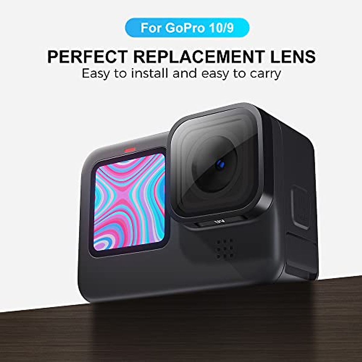 ParaPace Lens Replacement for GoPro Hero 11/Hero 10/Hero 9 Black,UV Protective Glass Cover Action Camera Accessories Kits(Black)