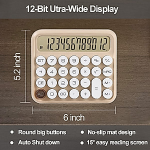 Calculators, Benkaim Desk Calculator,Basic Standard Calculator,12 Digit Large LCD Display Big Button Calculator for School, Home & Business Use(Beige)