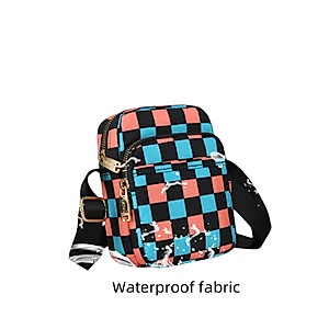 WYAQJLV Small Crossbody Cell Phone Purse for Women Girls Mini Messenger for Checkered Shoulder Bag Wallet (black and white plaid)