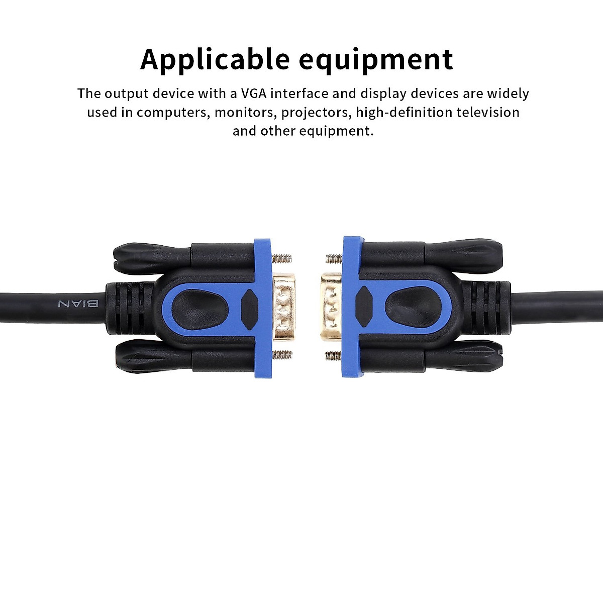 VGA Cable, VGA to VGA HD15 Monitor Cable SVGA M/M HD Cable Gold Plated Connectors Support 1080P Full HD for PC, HD TV, Projector, etc 6 Feet