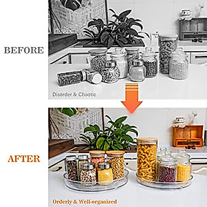 2 Pack Lazy Susan Organizer for Cabinet, 9 Inch Clear Lazy Susan Turntable Organizer for Refrigerator, Rotating Lazy Susan Organizer Tray for Pantry Countertop, Spice Rack Organizer and Storage