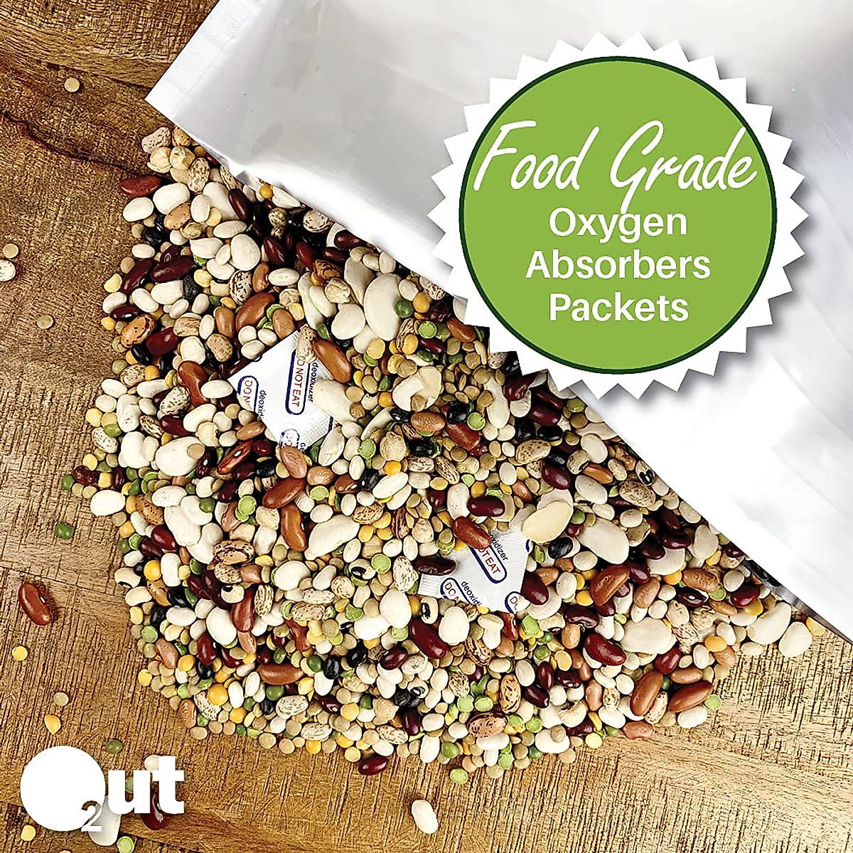 50cc O2 Out Oxygen Absorbers, Scavengers Packets, FoodVacBags Vacuum Sealer Bag or Mylar Bag Long Term Food Storage (200)