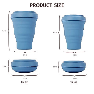 HOGOWARE travel coffee mug collapsible cup insulated tumbler smoothie with lid silicone reusable to go foldable silicon folding hot cold tea water - Medium (Light Pink)