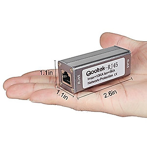 Qooltek ST-NET Ethernet Surge Protector for 10/100/1000 Base-T PoE+ Gigabit Modem Thunder & Lighting Protection ST-RJ45