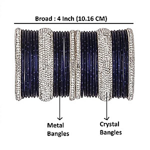 Efulgenz Indian Bangle Set for Women Cz Crystal Rhinestone Silver Bridal Bangles Set Plain Metal Bangles Bracelet Jewelry for Women Colored Bangle Sets Wedding Bangles Bollywood Style Fashion Jewelry