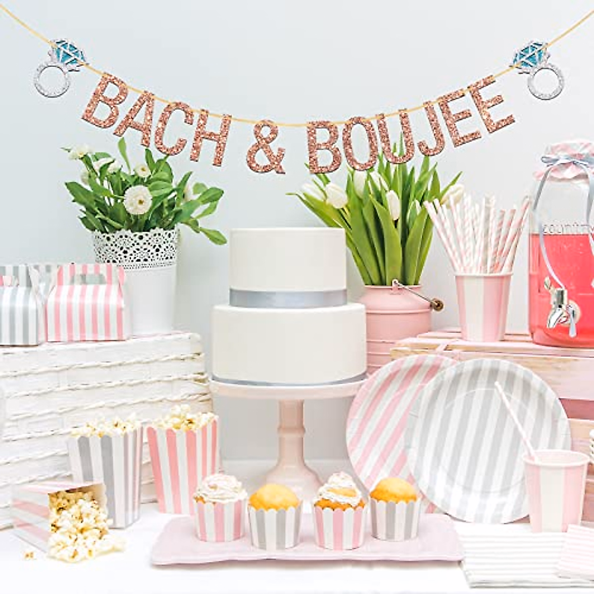 Deloklte Bach & Boujee Banner-Bridal Shower,Bachelorette Party Decorations Banner-Bach Party Decorations,Bachelorette Party supply,Rose Gold