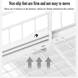 LEAYAN Under Sink Storage Storage Shelf for Bathroom Kitchen, Sliding Under Cabinet Organizer for Bathroom Kitchen Pull Out Drawer Under Cabinet Shelf Under Sink Rack Shelf, White 40.2x30x21.3cm