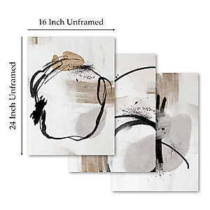 Black Beige Grey Wall Art Abstract Geometric Artwork Minimalist Boho Pictures Black ink Lines Canvas Wall Art Neutral Abstract Painting Beige Boho Posters Modern Abstract Prints 16x24inch No Frame