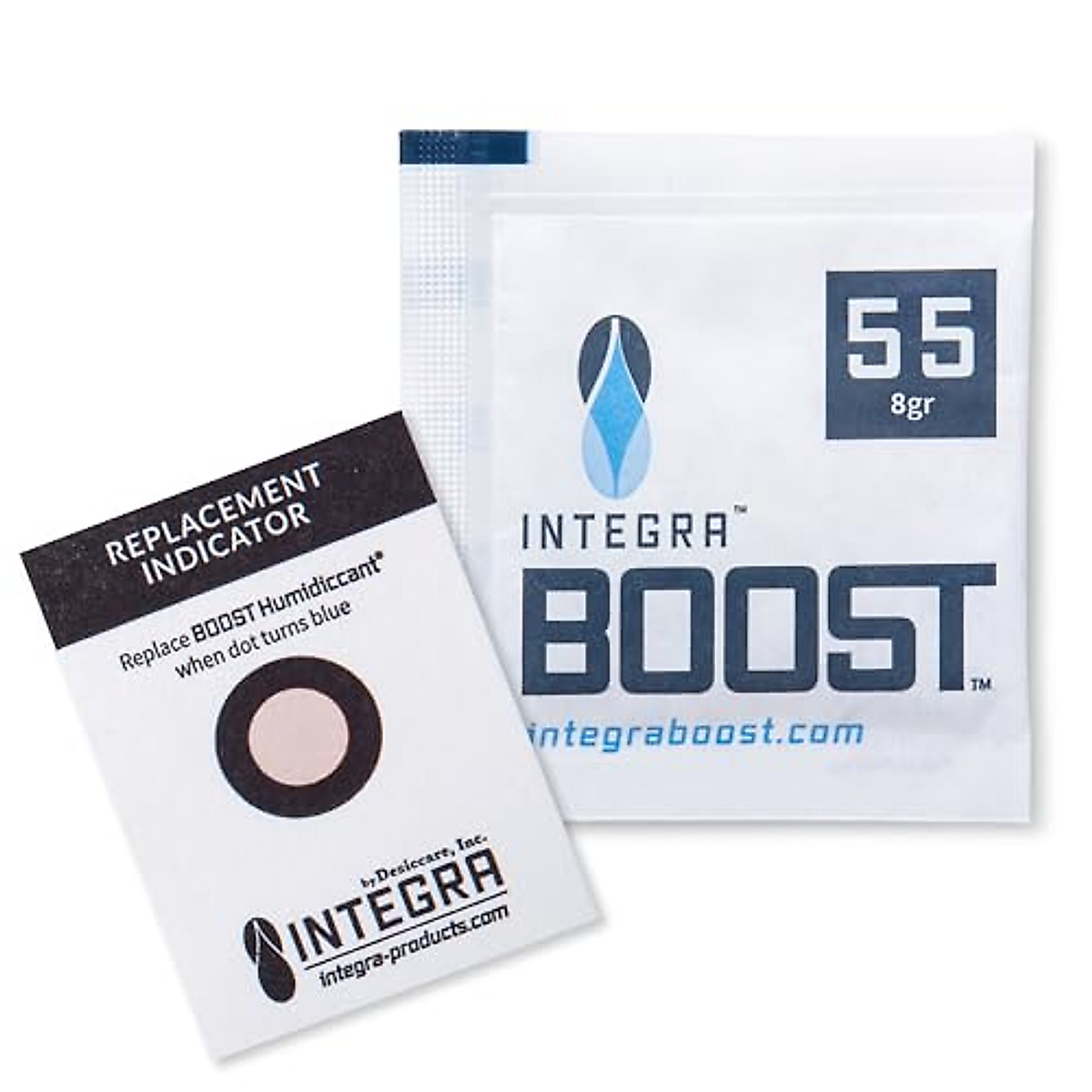 Integra Boost - 55% RH Level - 8 Gram Size - Two-Way Humidity Control Pack Incl. Replacement Indicator Cards - Food Storage & Herbs Preserver Moisture Balancer, Protects 1 OZ (Pack of 6)