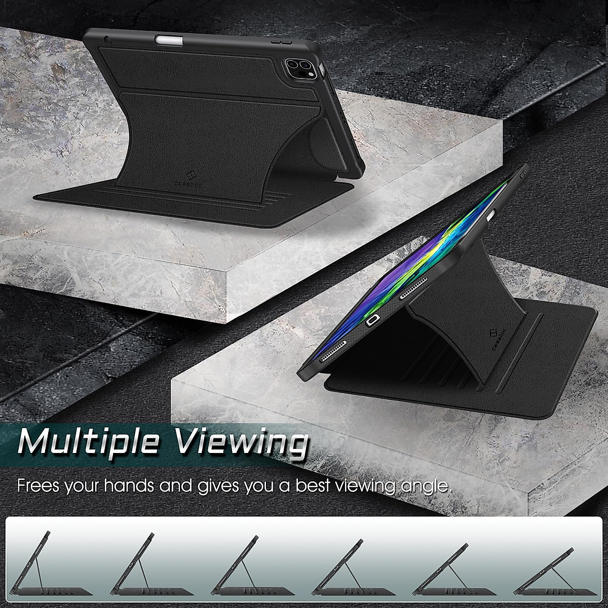 Fintie Magnetic Stand Case for iPad Pro 11-inch (4th / 3rd Generation) 2022/2021 - Multiple Angles Shockproof Soft TPU Cover w/Pencil Holder, Also Fit iPad Pro 11" 2nd /1st Gen, Black