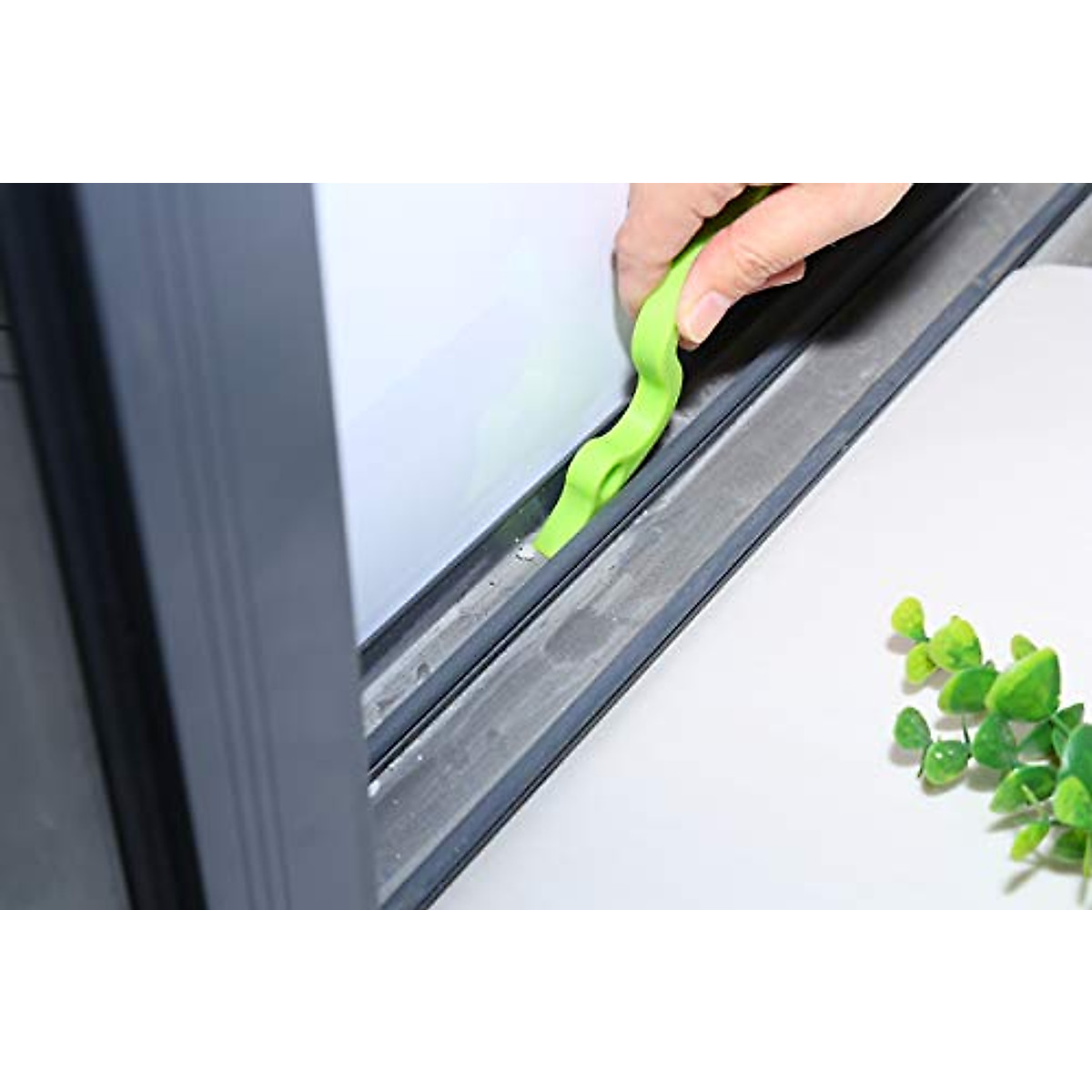 2pcs Hand-held Groove Gap Cleaning Tools Door Window Track Kitchen Cleaning Brushes(Green)