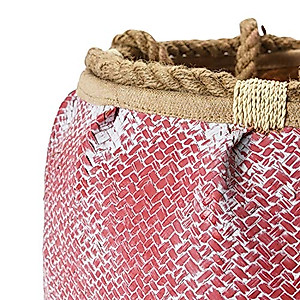 Creative Co-Op Hand-Woven Seagrass Handles, Coral Color, Set of 2 Basket, 2
