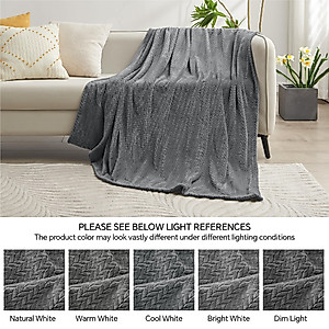 INFIIXSO Throw Blanket for Couch, Super Soft Fleece Blanket with Leaves Pattern Design, Versatile Lightweight Fuzzy Blanket for Bed, Sofa and Travel All Season Use(60x80 Inches, Grey)