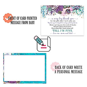 Enchanting Seashells Baby Thank You Cards, 15 Pack Cute Baby Shower Notes with Envelopes Set, Prefilled Message, Customizable and Personalize Blank Stationery Lilac Notecards Mermaid, New Parents Gift Ideas