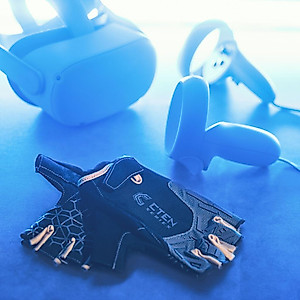 CTEN Series Gaming Gloves - Great Comfort and Grip, Perfect Gaming Gloves for Sweaty Hands, Ideal Gamer Gloves for PC, VR Gloves, Gray-Gold-Large