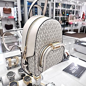 Michael Kors Jaycee XS Mini Convertible Backpack MK Signature Crossbody (Light Cream)