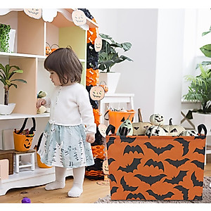 NTAOHAMPER Rectangular Storage Basket,Collapsible Gift Basket with Handles,Kids Toys/Books Box,Room Decor(Bat)