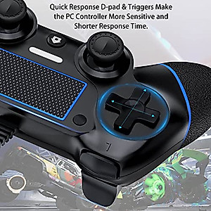 DIANVEN Wired Controller for PS4 Controller Wired for Sony Playstation 4/Pro/Slim and PC Windows 11/10/8/7 with Double Vibration and Motion Motors, Wired PC Controller for PS4 Remote