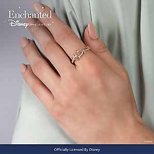 Jewelili Disney Princess Rapunzel Magical Flower Ring for Women with 1/10 Cttw Natural White Round Diamond in Sterling Silver and 10K Rose Gold, Size 5 Enchanted Disney Fine Jewelry