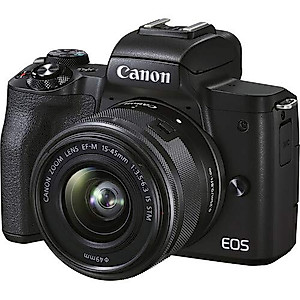 Canon EOS M50 Mark II Mirrorless Digital Camera Bundle + 15-45mm Lens (Black) - 4728C006