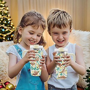 Sloth Gifts, Sloth Tumbler with Handle and Straw for Kids 14oz, Stainless Steel Insulated Travel Mugs, Animal Themed Gift for Boys Girls on Birthday Christmas