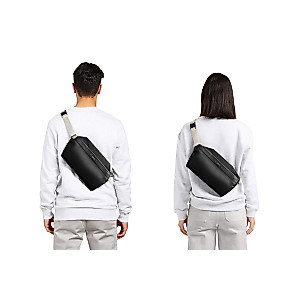 Bellroy Sling Bag - Premium (Premium Leather & Fabric Crossbody Bag For Men & Women, Multiple Organization Compartments, Magnetic Clasp) - BlackSand