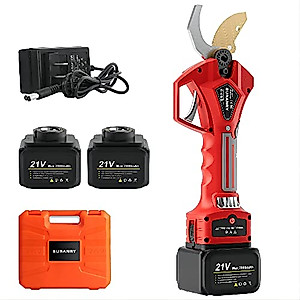 SURANRY Professional Electric Pruning Shears,Cordless Trimmer with 1.26inch/32mm Cutting Diameter Heavy Duty with 2 Pack Brushless Motor Rechargeable,Pruning Shears for Gardening, Park and Farms.