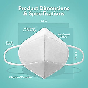 Disposable Face Mask 20 Pack, Earloop Face Protection, 5 Layer Protection Breathable Cup Dust Mask, Comfortable Adjustable Earloop Suitable