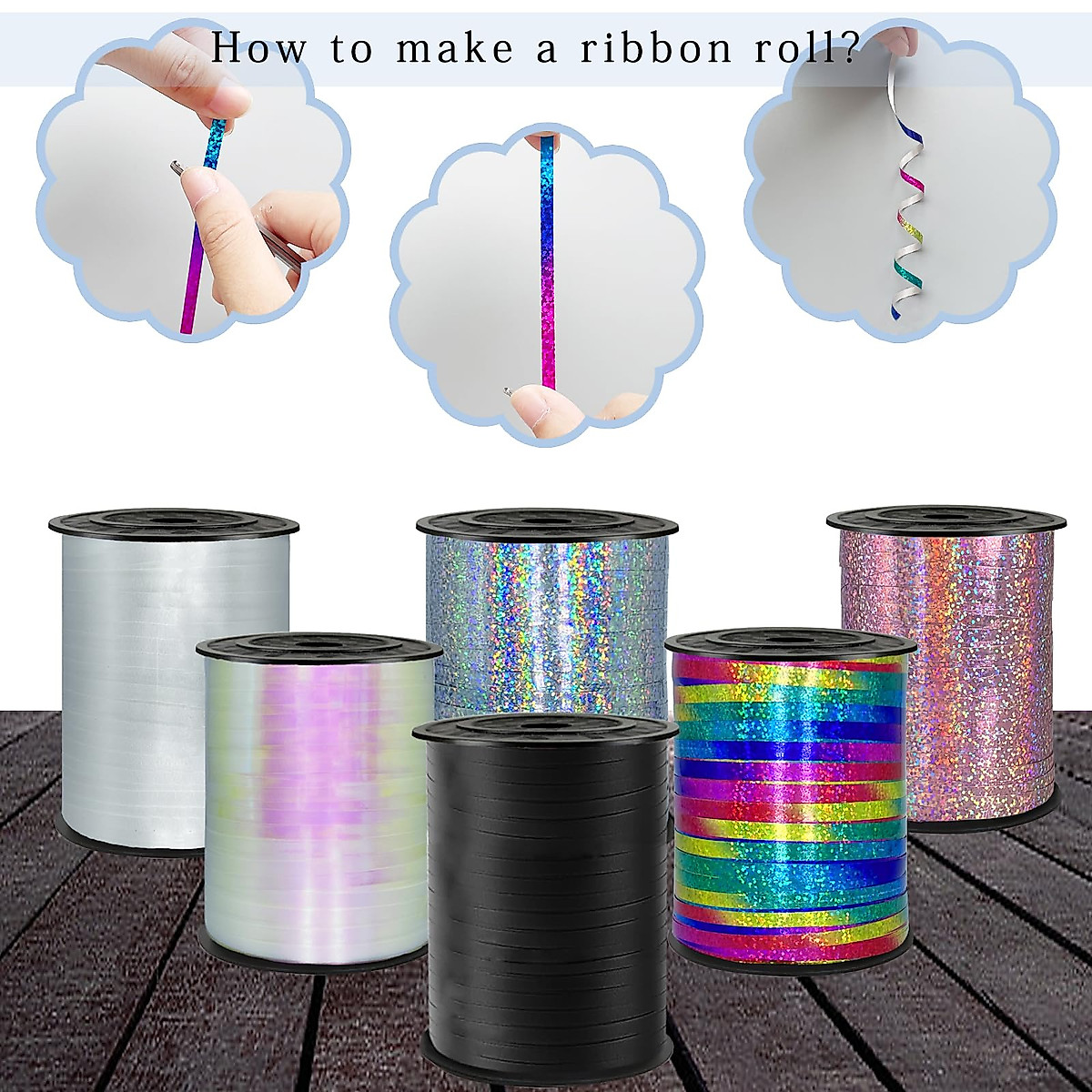 500 Yards Rainbow Laser Curling Ribbon,1/5" Holographic Curly Ribbons,Curling Shiny Ribbon for Gifts Package Wrapping, Party Festival Art Craft Decor,Florists, Weddings,Bows,Crafts wrap