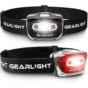 GearLight LED Head Lamp - Pack of 2 Outdoor Flashlight Headlamps w/Adjustable Headband for Adults and Kids - Hiking & Camping Gear Essentials - S500