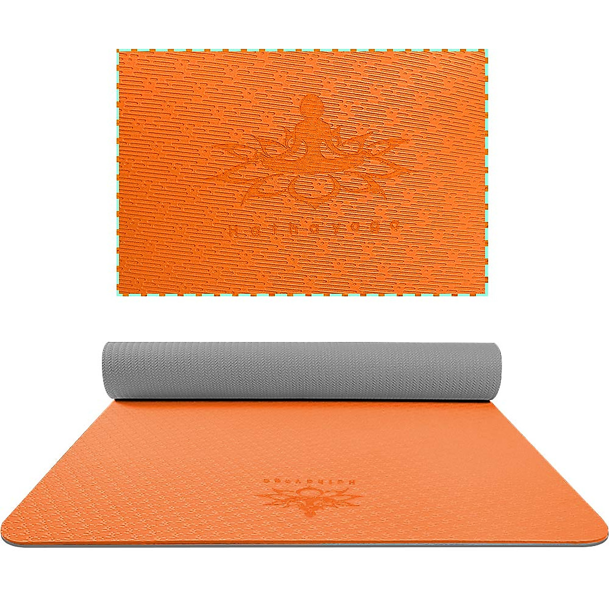 Hatha Yoga Extra Thick TPE Yoga Mat - 72"x 32" Thickness 1/2 Inch -Eco Friendly SGS Certified - With High Density Anti-Tear Exercise Mats For Home Gym Travel & Floor Outside (Orange/Gray)…