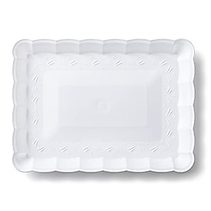 Plastic Serving Trays 9" X 13" Rectangle Serving Platters 4-Pack White Party Tray Durable Serving Platter - Disposable Serving Food Tray - Rectangular Cake, Fruit, Cookie Tray - Posh Setting