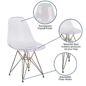 BizChair Ghost Chair with Gold Metal Base